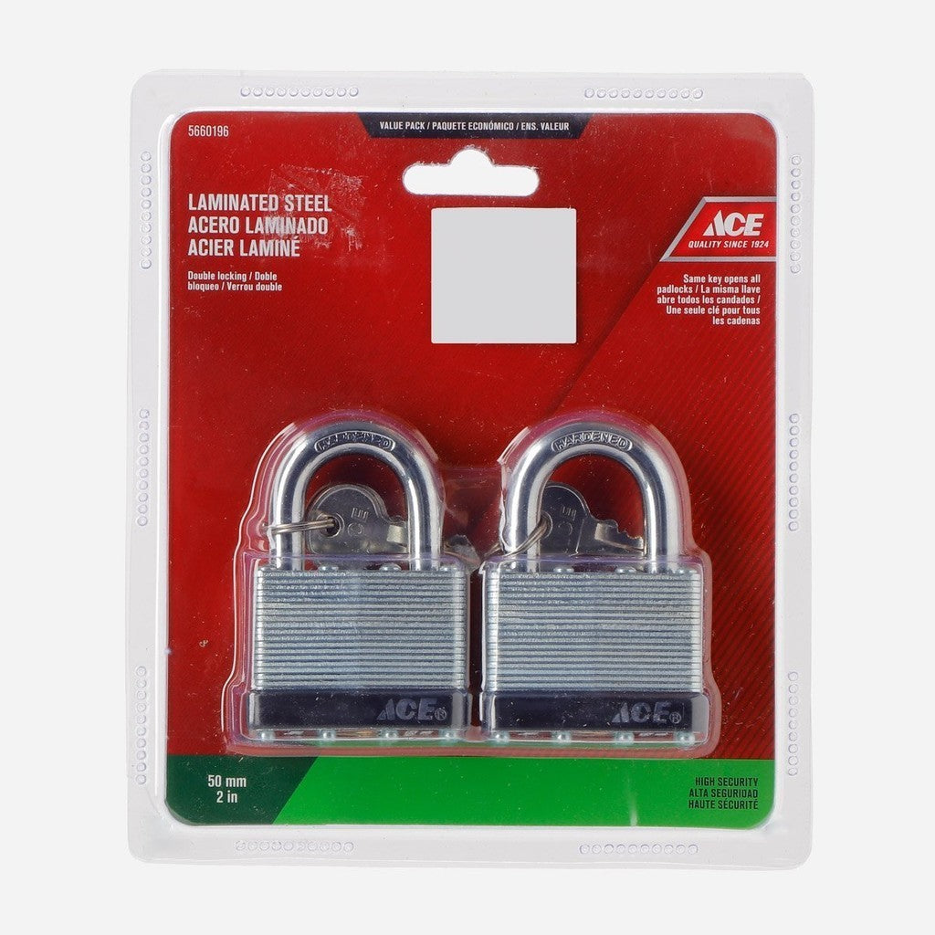 ACE LAMINATED PADLOCK 50MM (2) 2PK HI SEC – AHPI