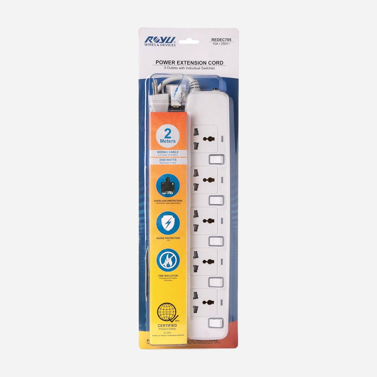 Royu 5-gang Universal Extension Cord with Individual Switches – AHPI