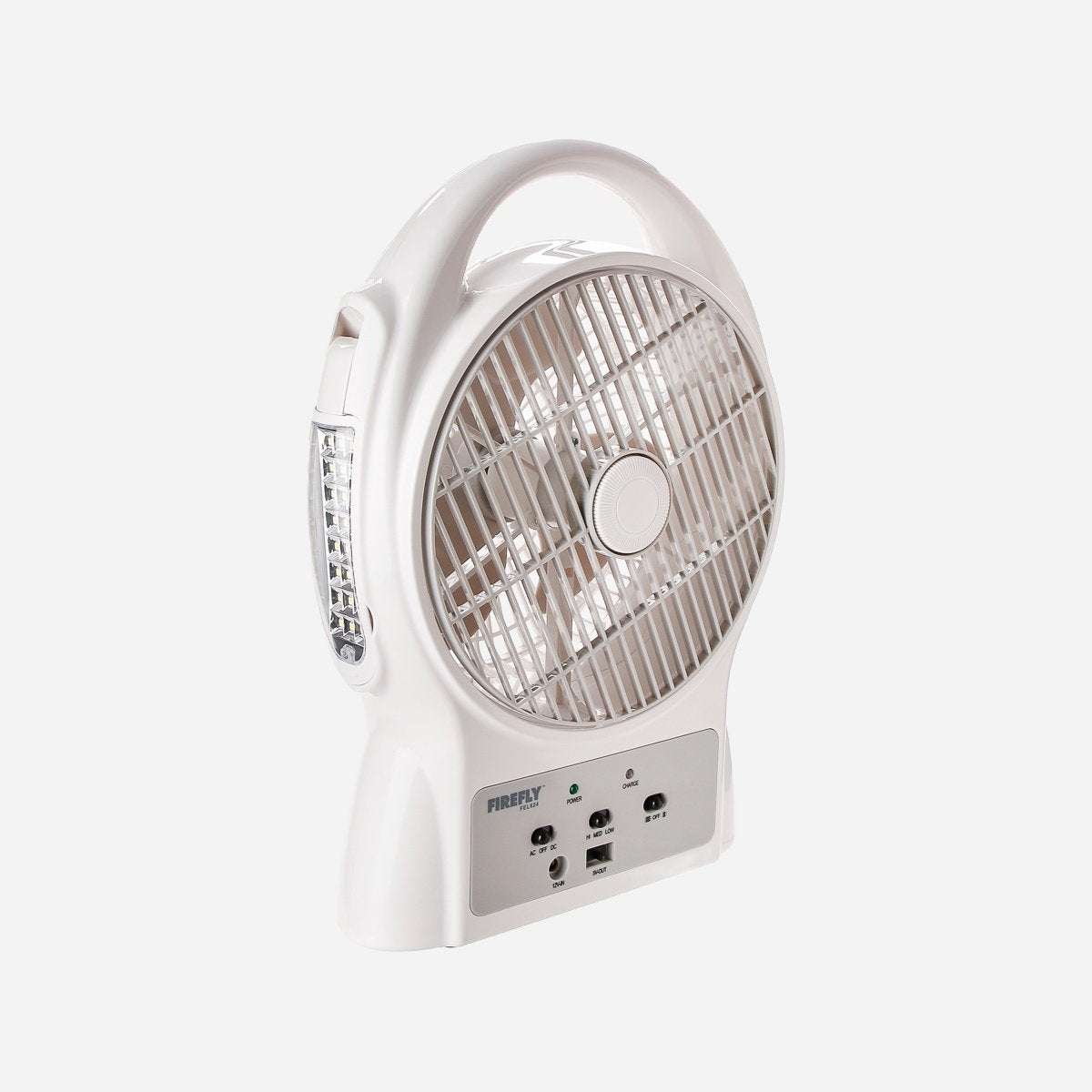 Firefly Oscillating 3-Speed Fan with USB Mobile Phone Charger & 24 LED ...