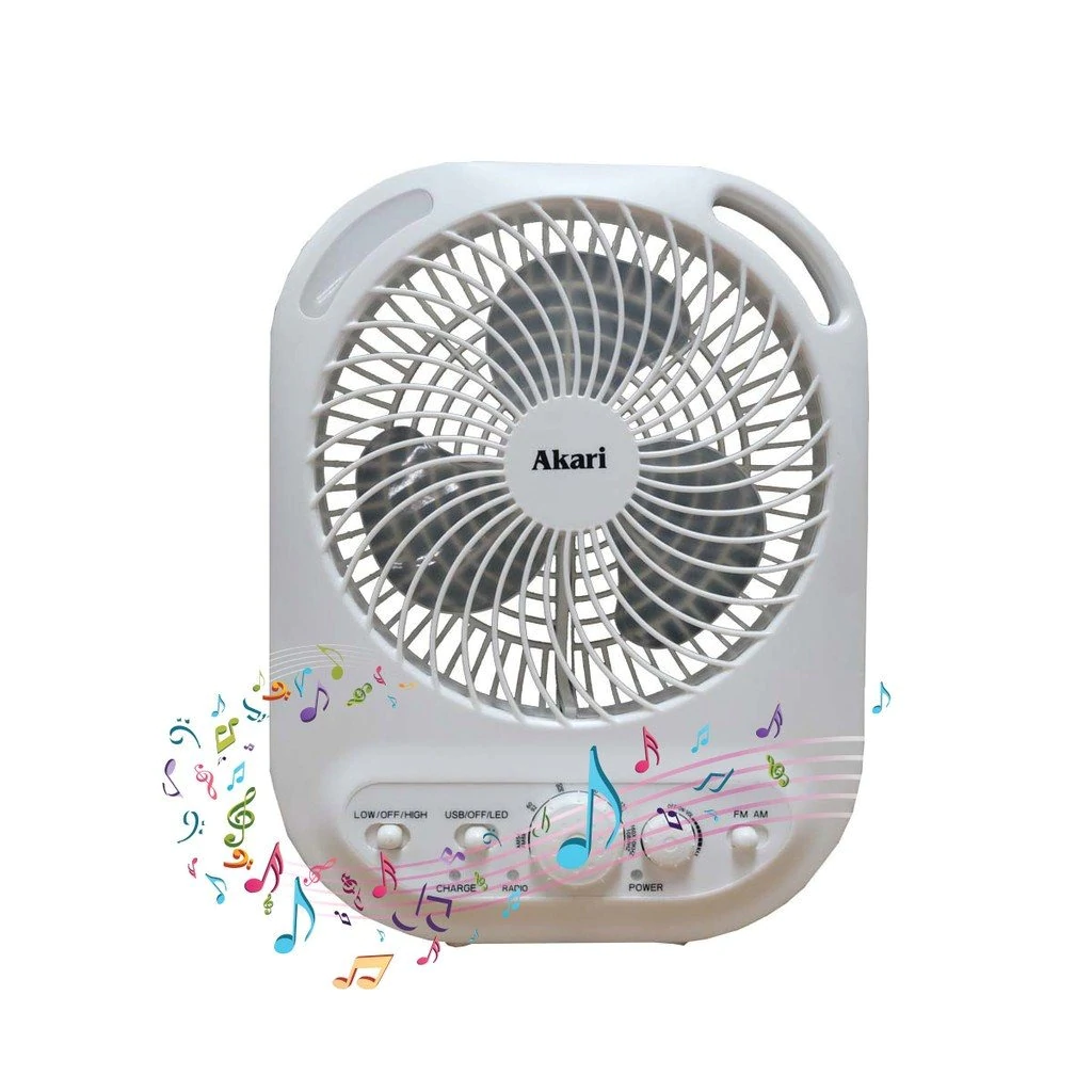 Akari 6" Rechargeable Box Fan with Radio and Night Light – AHPI